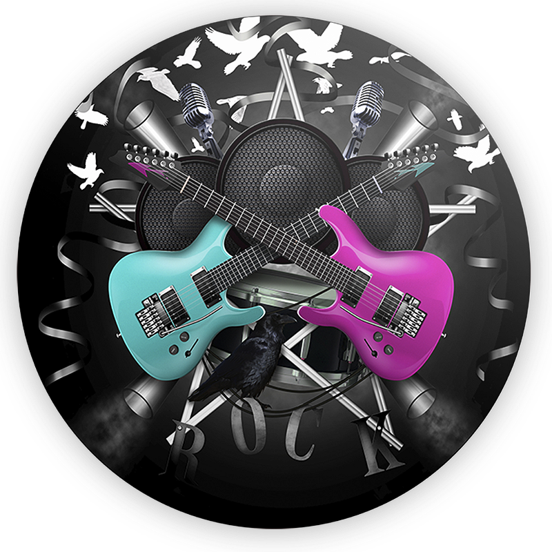 Painel Redondo - Rock and Roll - Sublimado 3D - Sublistamps Sublimação