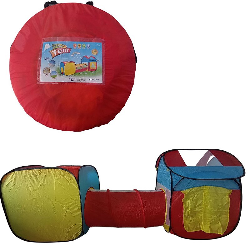 Barraca Toca Infantil Dobravel 3 Em 1 Com Tunel - Sacks Center