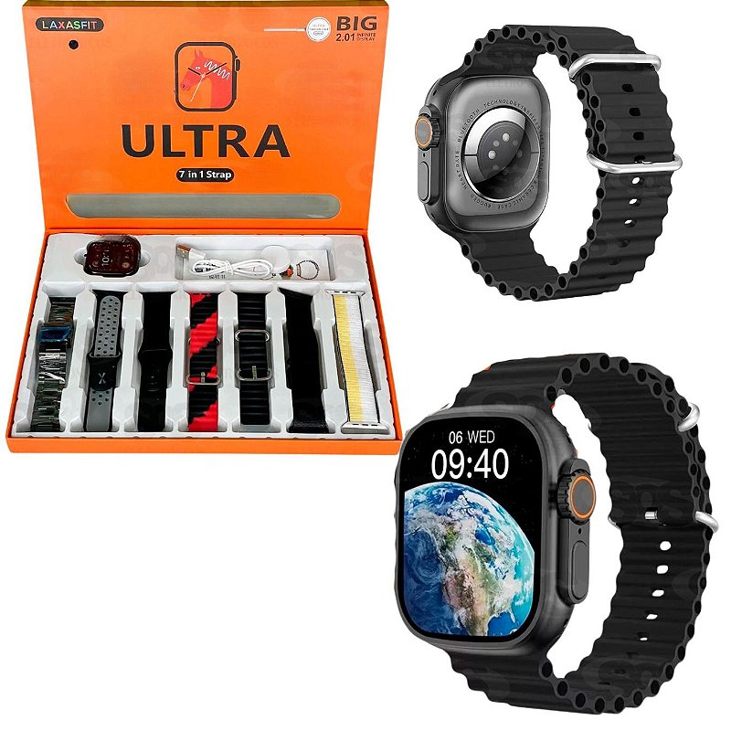 Relógio Smartwatch Ultra 49MM Com 7 Pulseiras Laxasfit - Sacks Center