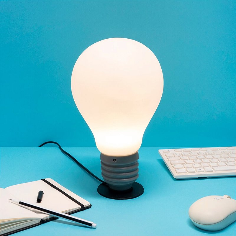 Luminária Formato Lâmpada Ideia Abajur de Mesa Grande - De Coração Shop