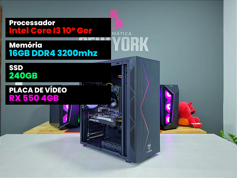 PC Gamer Core I3 10º Geração + RX 550 4GB + 16GB Ram - New York Informatica