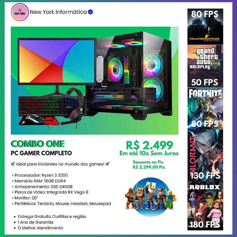 Combo One 2 - PC Gamer Completo - New York Informatica