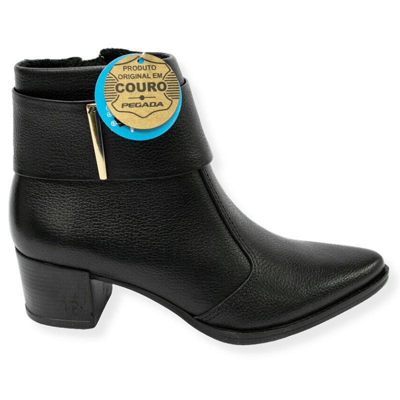 Bota Pegada Feminina Ref. 280501-05 Couro Natural Burnish Cor: Preto ...