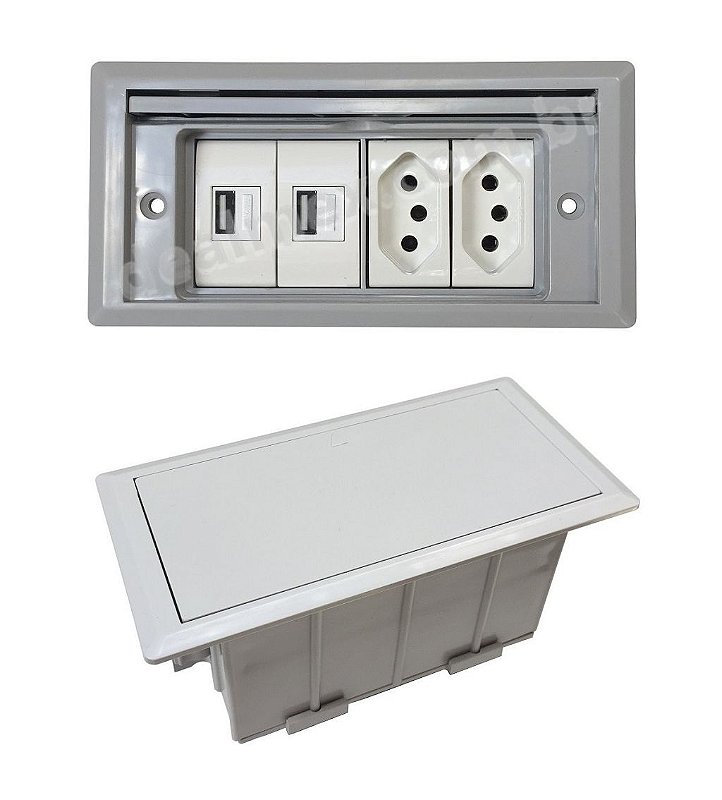 Tomada Para Embutir Em Mesas, 2 Tomadas, 2 USB Carregador - QMF5-M2 ...