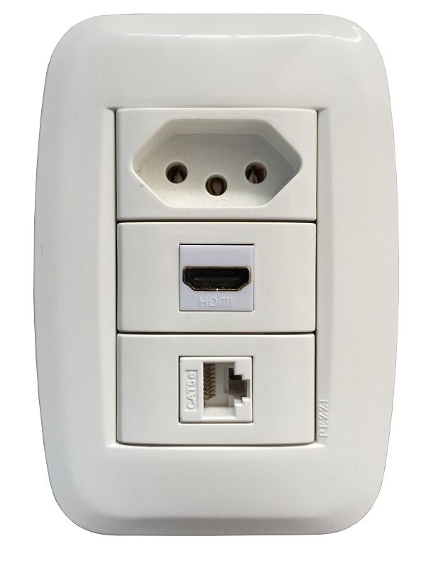 Espelho De Parede 4x2 Montado Com Tomada, HDMI e Rj45 - Dealmex
