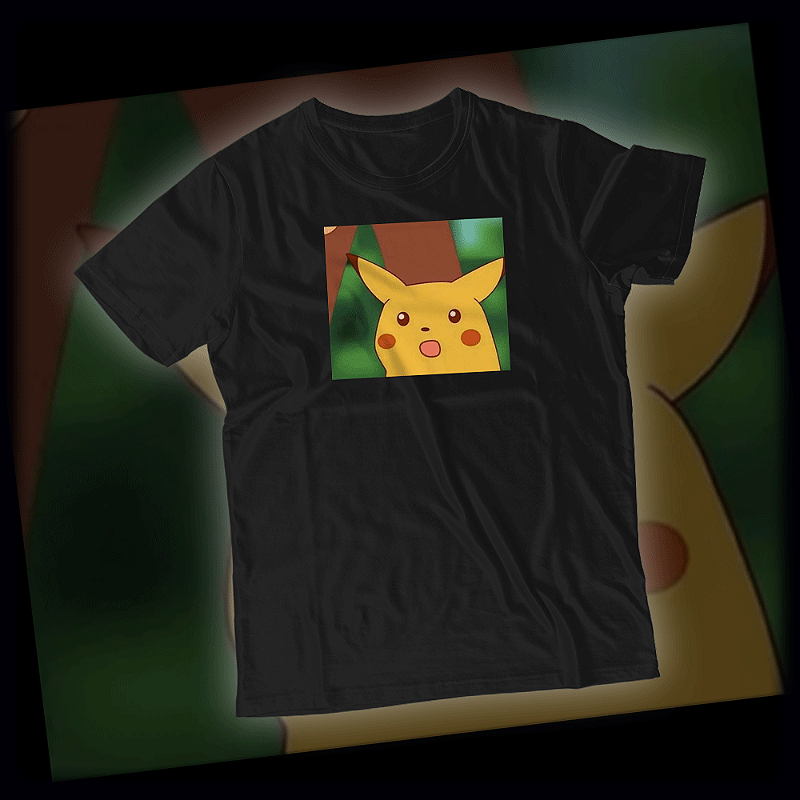 Camisa Meme Pikachu Surpreso - Kurtka Black
