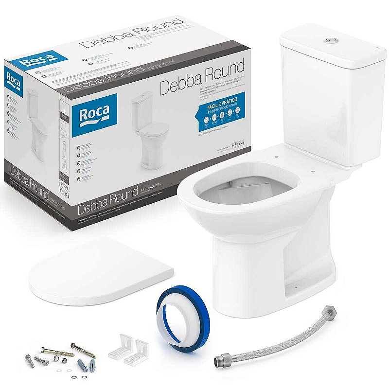 Kit Vaso Sanitário Roca Debba Round Branco Com Caixa Acoplada 3,6L ...