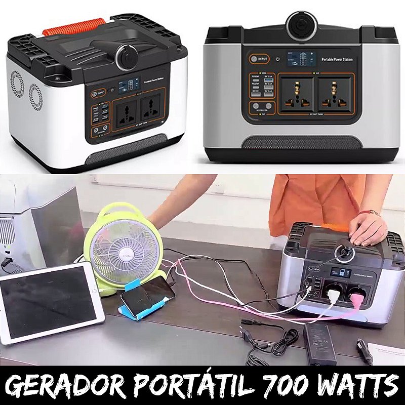 GERADOR DE ENERGIA PORTATIL 700W 180000mAh 19V 5A - Guerreiros da Luz