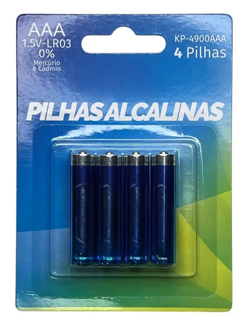 Pilha AAA 1,5V Alcalina KNUP - KP4900 - Cartela c/ 4 Unidades - A2 ...