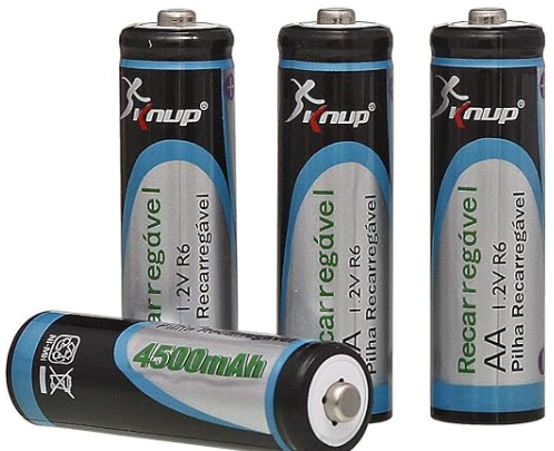 Pilha AA 1,2V 4500mHa Recarregável Knup - Embalagem c/4 Unidades - A2 ...