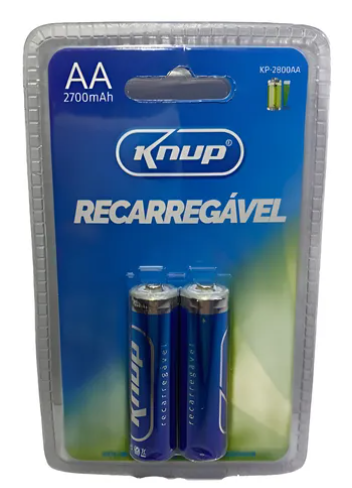 Pilha AA 1,2V 2700mHa Regarregável - Knup KP-2800AA - Cartela C/2 ...