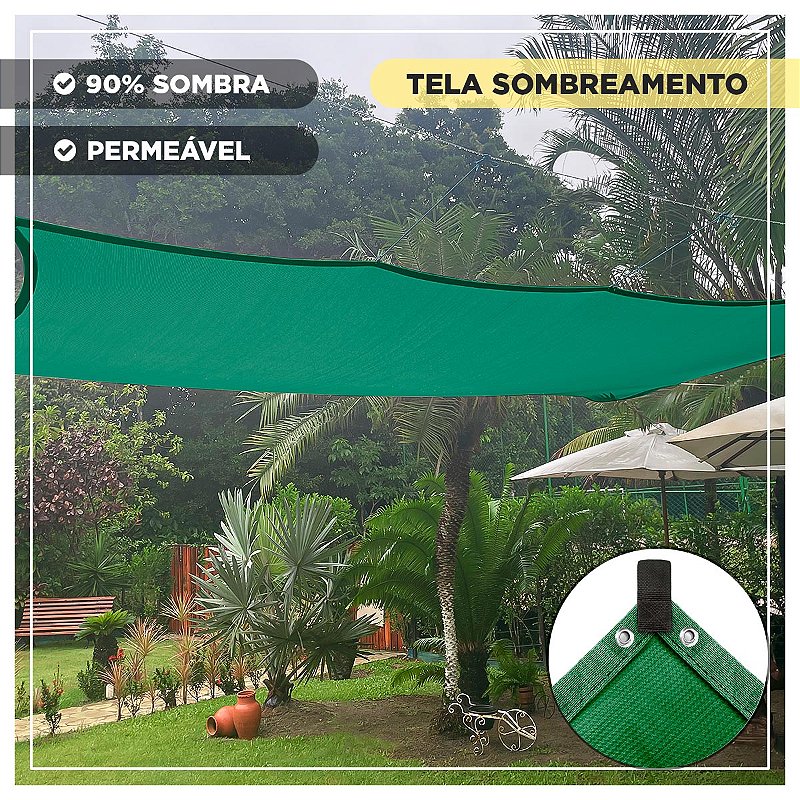 Tela Sombreamento Decorativo 90% Verde 4x4 - Telas de Sombreamento - Toldo Garagem, Capa Piscina ...