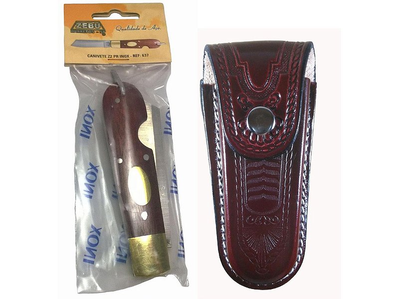 Canivete Zebu 607 Z1 Médio Inox Madeira Com Bainha De Couro - Canivete ...