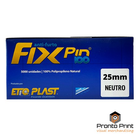 Fix Pin 100 – Antifurto (25mm) Neutro - Cx c/ 5.000 und - Pronto Print