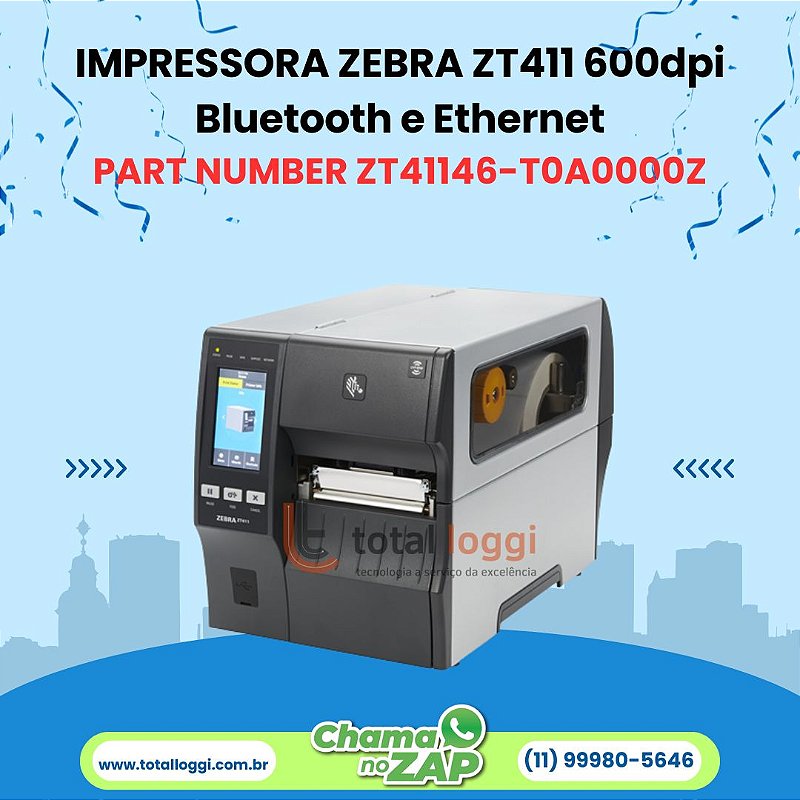 Impressora Zebra ZT411 600dpi Industrial USB, Ethernet e Bluetooth ...