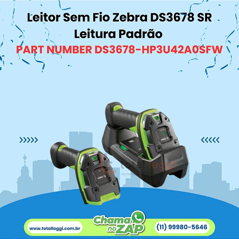 Leitor Zebra DS3678 SR Sem Fio USB 2D - Super Resistente - Total Loggi
