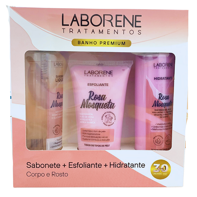 Kit Sabonete + Hidratante + Esfoliante Rosa Mosqueta Laborene ...