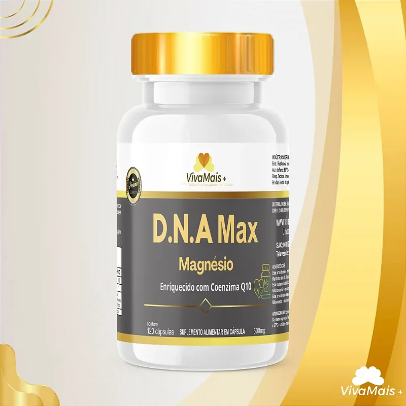 DNA MAX - Magnésio - 120 Cápsulas - Viva Plus - Saúde para viver mais!