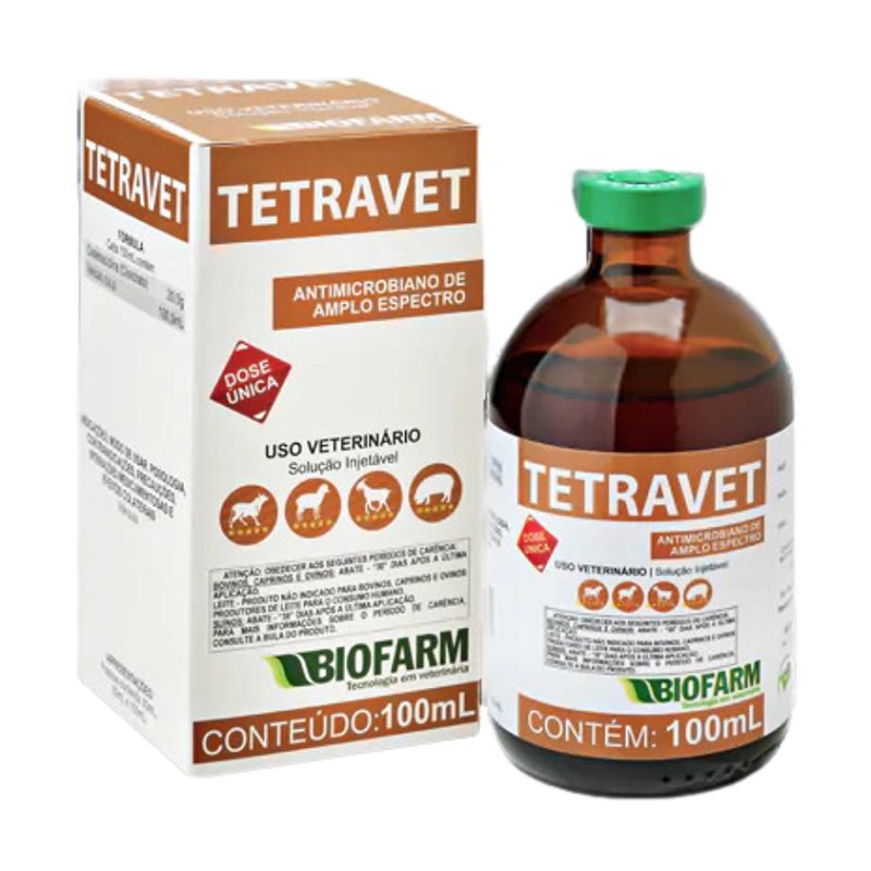 Tetravet 100 mL - Biofarm - KV Medical Produtos Hospitalares e Veterinários