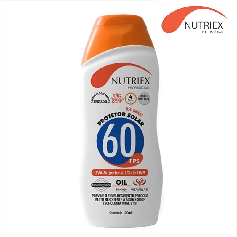 Protetor Solar Fator 60 FPS Frasco 120ml - Nutriex | Original EPI ...