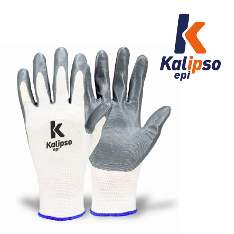 Luva NBR Cinza CA15271 Kalipso Nitrílica Suporte Têxtil (CA 15271 ...