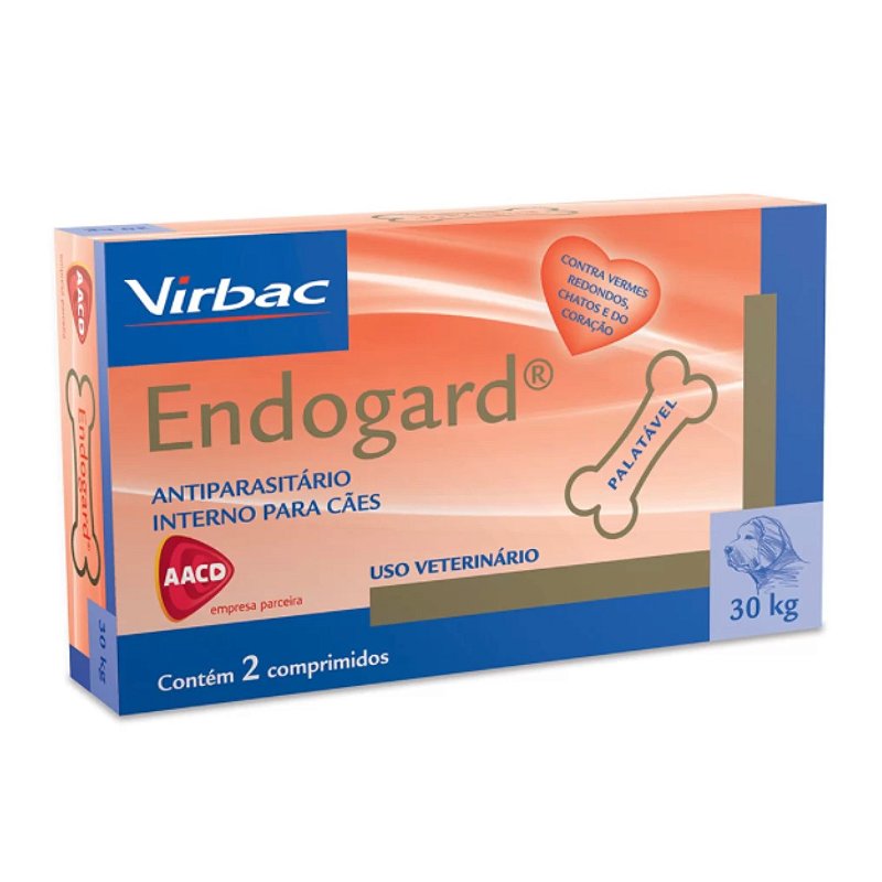 VERMÍFUGO ENDOGARD PARA CÃES ATÉ30 KG - 2 COMPRIMIDOS - PET CRAZY