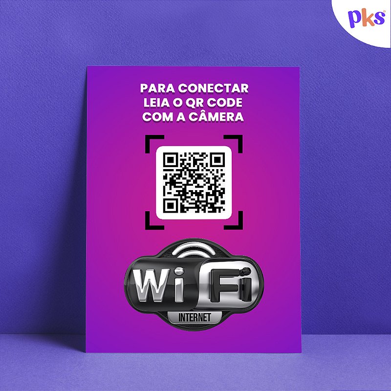 Placa Qr Code Wifi Rosa - Plakinhas Placa Qr Code Wifi Rosa - Plakinhas
