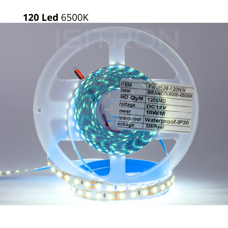 Fita 120 Led Branco Frio 6500k Dupla Face IP20 Sem Silicone 5 Metros ...