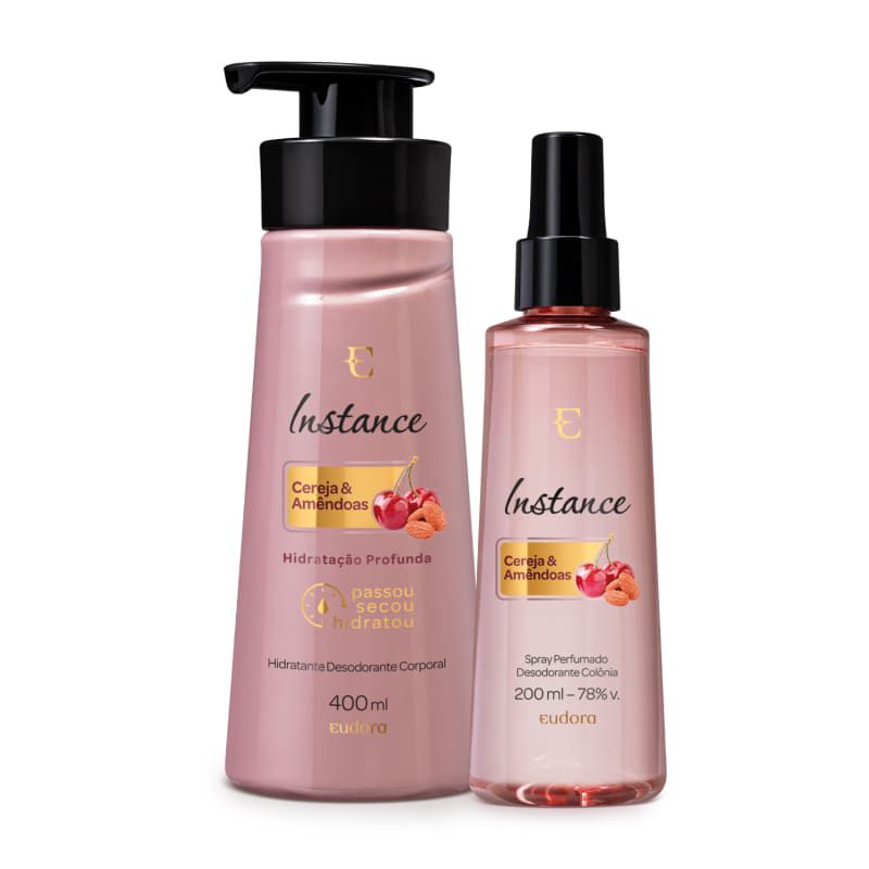 Kit Instance Cereja e Amêndoas Eudora: Hidratante Corporal 400ml ...