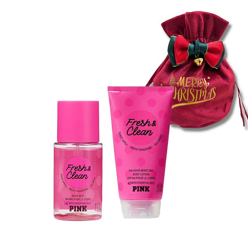 Kit Presente Pink Fresh & Clean: Body Mist 75ml + Body Lotion 75ml ...