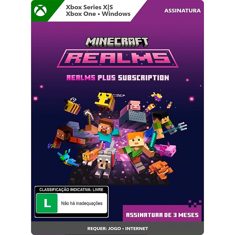 Giftcard Xbox Minecraft Realms 3M - GCM Games - Gift Card PSN, Xbox ...