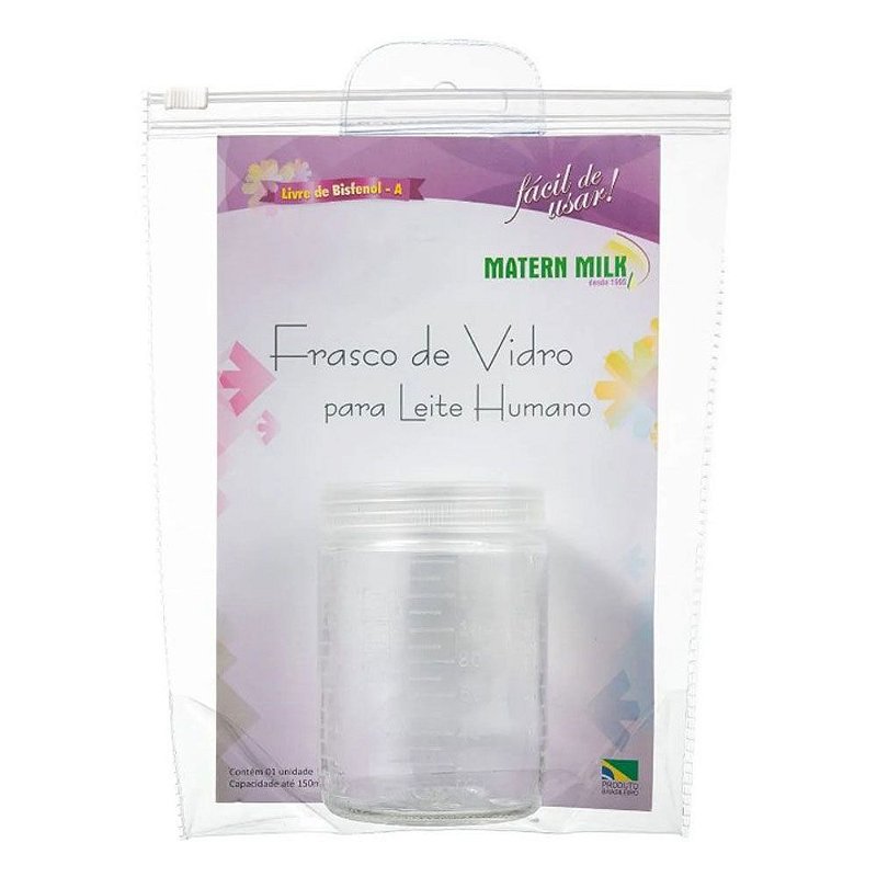 Frasco em Vidro Para Leite Materno Matern Milk 150ml - Pequenos ...