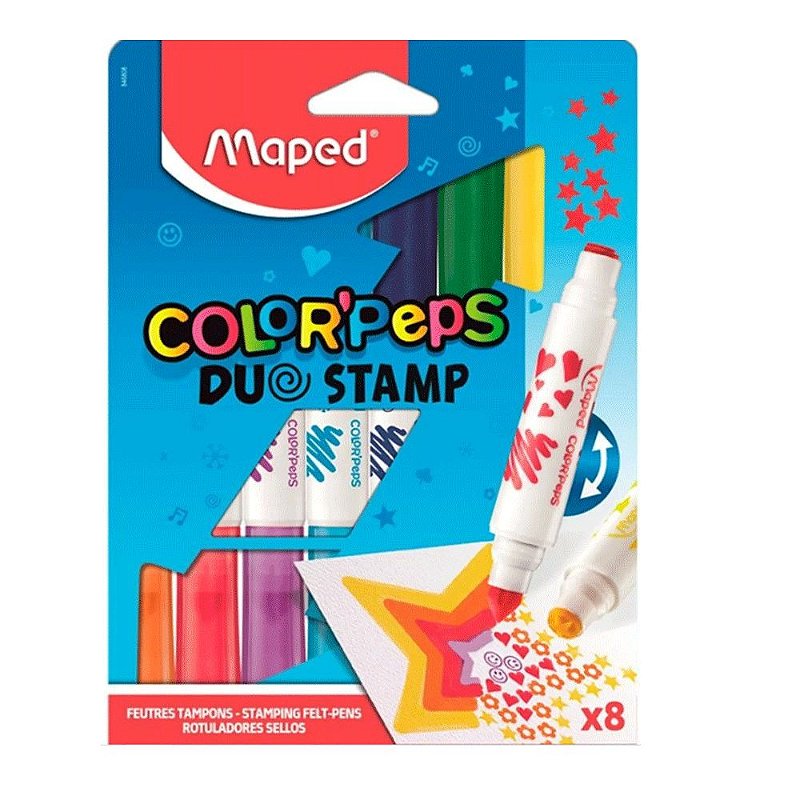 Canetinha Hidrográfica Color Peps Duo Stamp Maped 8 Cores - Pequenos ...
