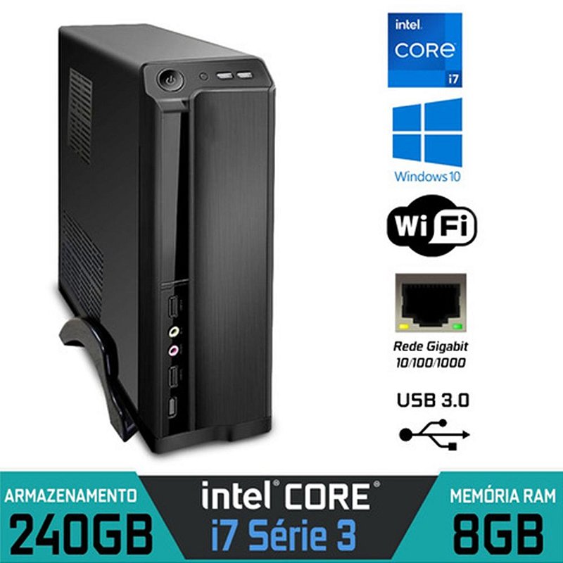 Computador Slim Intel Core i7 Série 3, RAM 8GB, SSD 240GB HD 1TB ...
