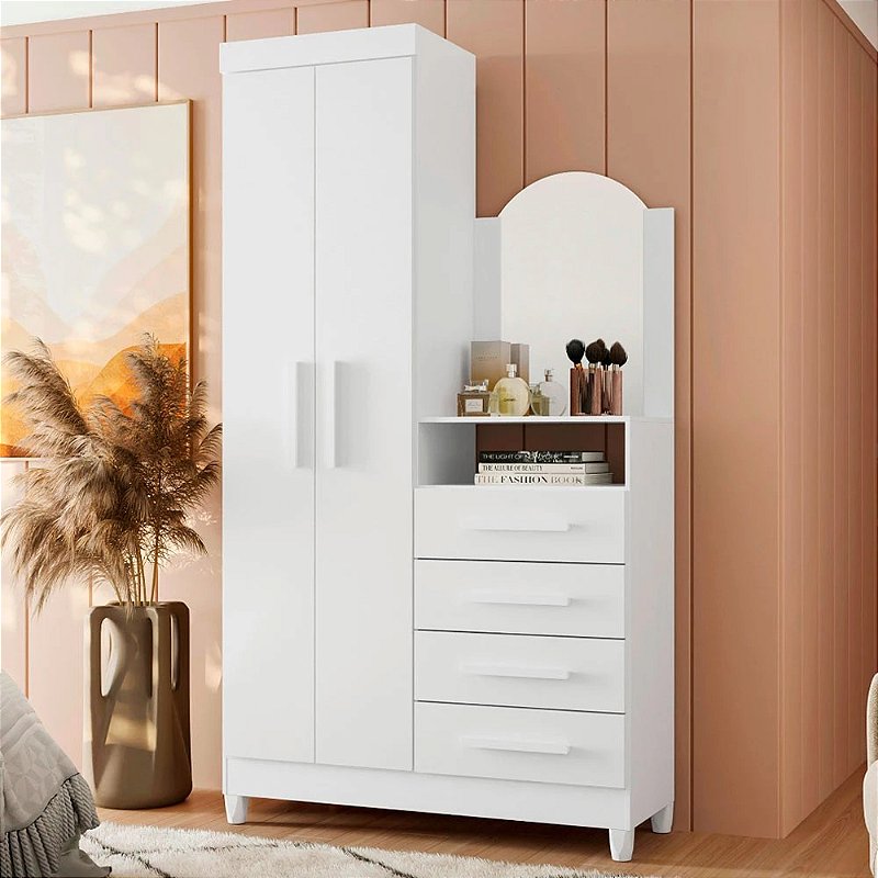 COMODA 4G 2P. ABRIR C/ ESPELHO ALBATROZ NEW CAPRI QUADRIFLEX - Paz Móveis