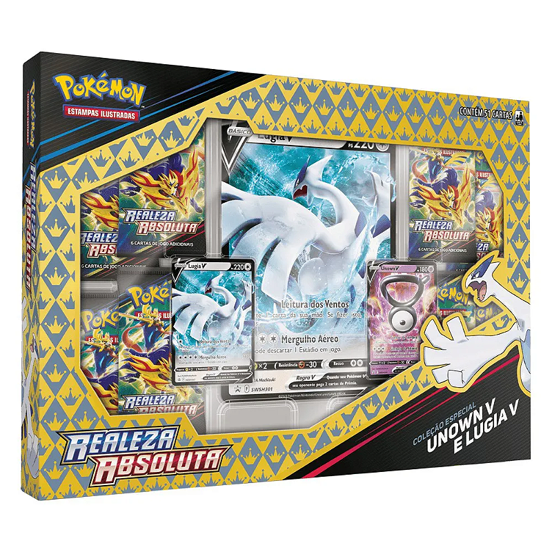 Box Pokémon Lugia V e Unown V - Realeza Absoluta - 32851 - Copag - Real ...