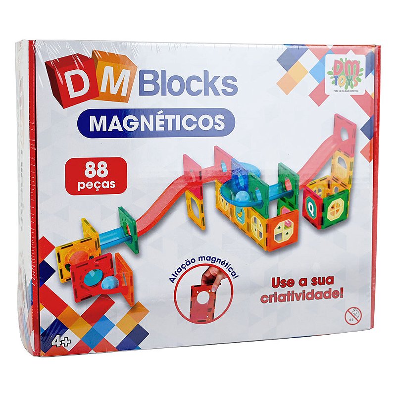 DM Blocks Magnéticos 88pcs - DMT6767 - Dm Toys - Real Brinquedos