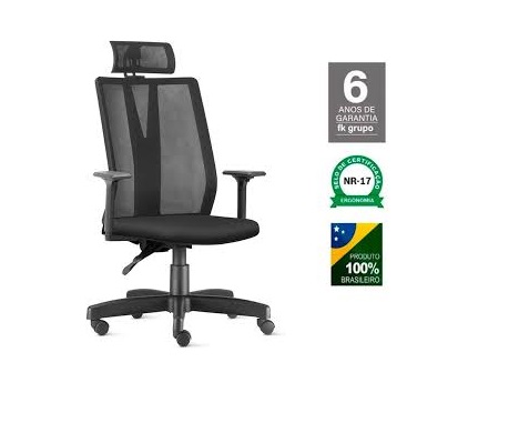 Cadeira de escritório Presidente Addit NR17 preta Original Frisokar - ENZOFLEX
