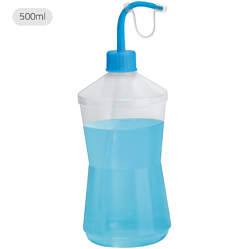 Almotolia 500 ml natural bico curvo azul c/ cânula J.Prolab - JProlab