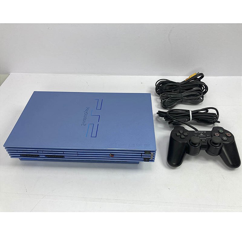 PlayStation 2, Aqua Blue, 1 Controle Preto, Modelo SCPH 39000, PS2 ...