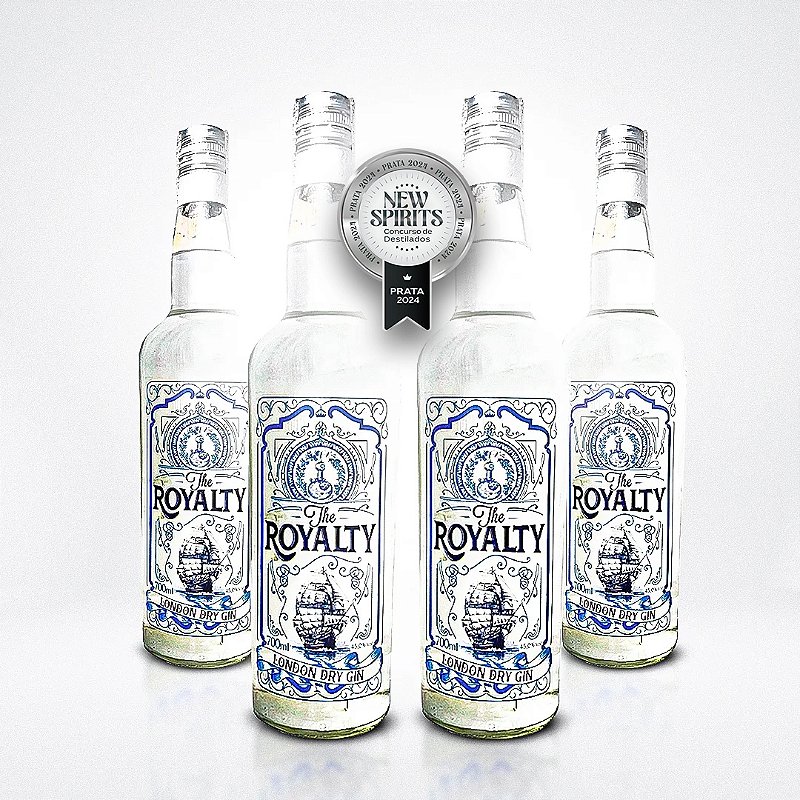 Caixa com quatro Garrafas de Gin - The Royalty Gin - Loja On-line