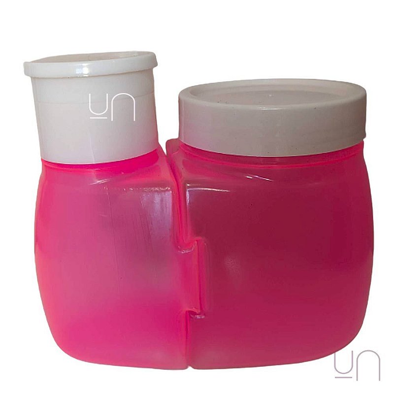 Dosador acetona c/ porta algodão rosa - Mercado das Unhas