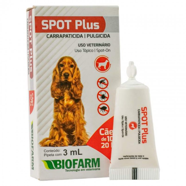 Antipulga Spot plus caes 3,00ml caes de 10 a 20kg - Agro Pinheiro