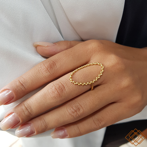 Anel Oval Esferas em Ouro 18k - Retran Joias - Uma Joia é Para Sempre
