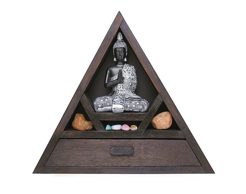 Altar Triangular p/ estátuas, pedras e cristais com gaveta - Zaltana ...