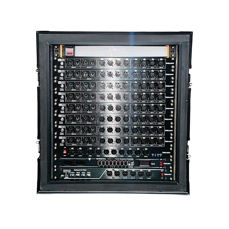 RACK ONELIGHT COM 1 ARTNET 1 SWITCH 8 SPLITTER 1 LUMINARIA E FILTRO DE ...