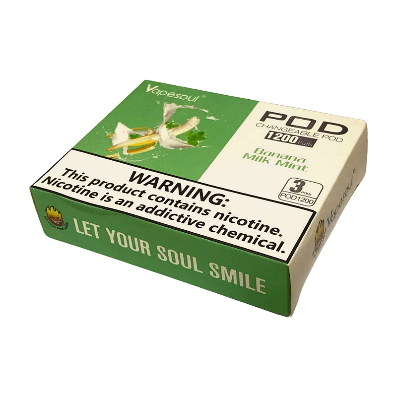 Refil Vapesoul Pod 1200 Puffs - Banana Milk Mint (Caixa com 3 Unidades ...