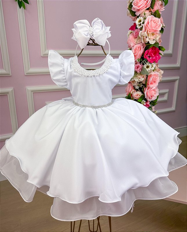 Vestido Belle Fille Elisa Branco - BELLI KIDS ATACADO