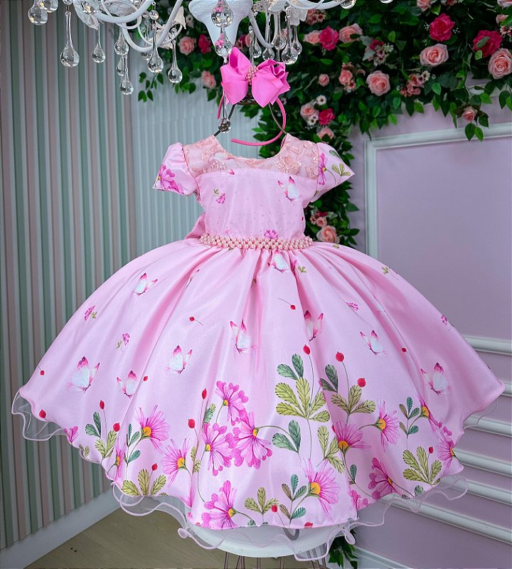 Vestido Giovanella/Giovanela Jardim das Borboletas Rosa Carla - BELLI ...