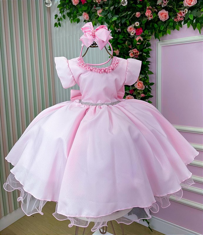 Vestido Belle Fille Elisa Rosa Bebe - BELLI KIDS ATACADO